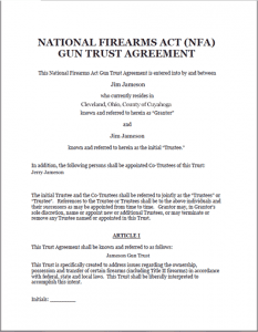 Gun Trust Legal Forms Software | Standard Legal